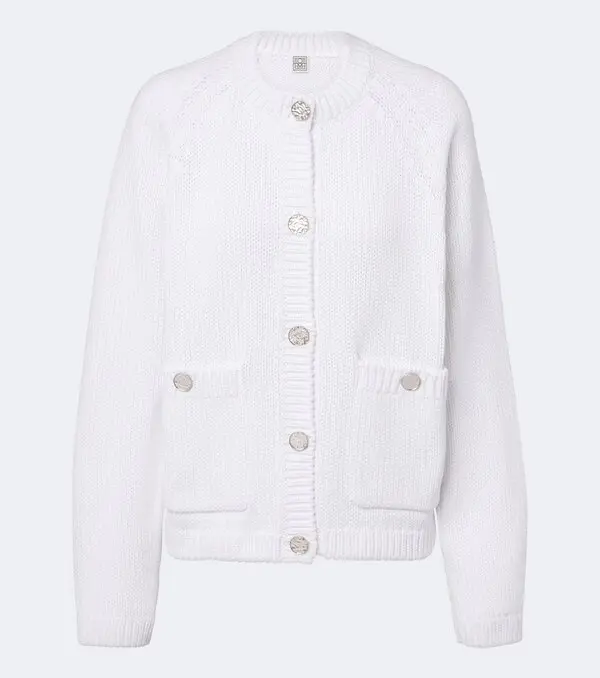 TOTEME Cotton Cardigan With Hammered Buttons - White