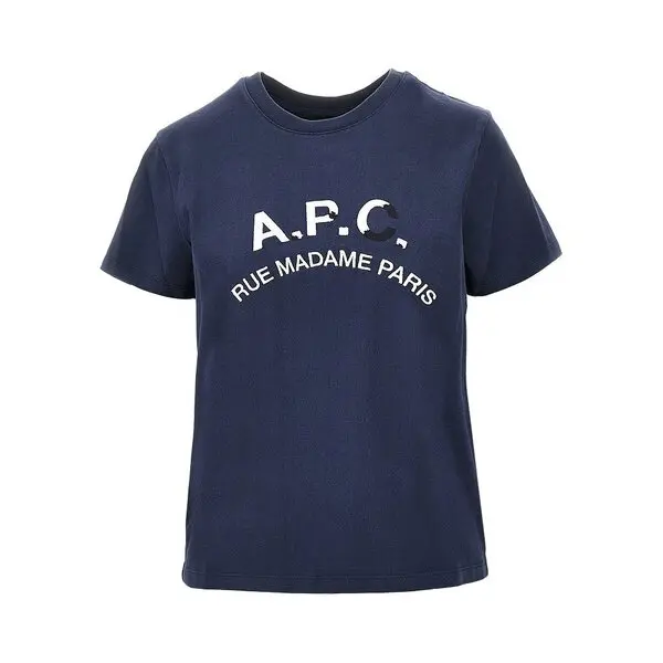 A.p.c. Cotton Jersey T-shirt With Vintage Effect Logo Embroidery - Blue
