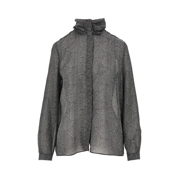 Emporio Armani Check Print Satin Shirt - Black