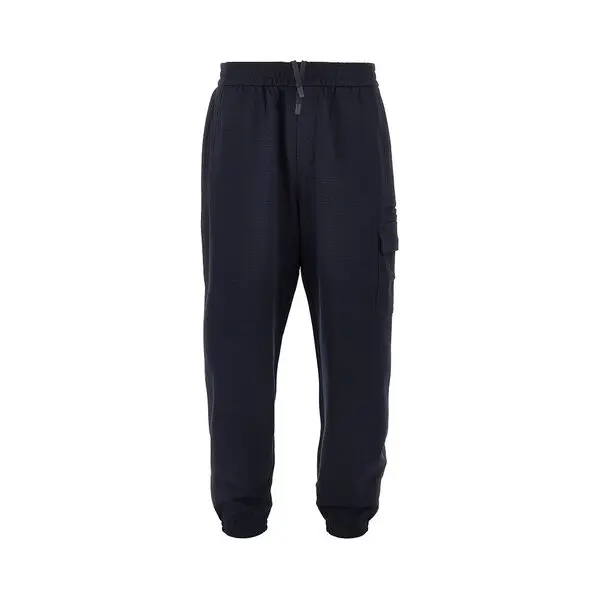 Emporio Armani Stretch Viscose-blend Piquet Jersey Cargo Pants - Blue