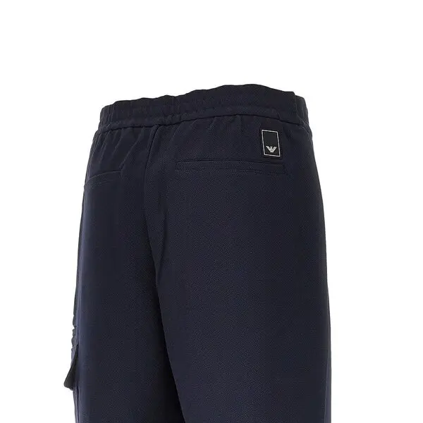 Emporio Armani Stretch Viscose-blend Piquet Jersey Cargo Pants