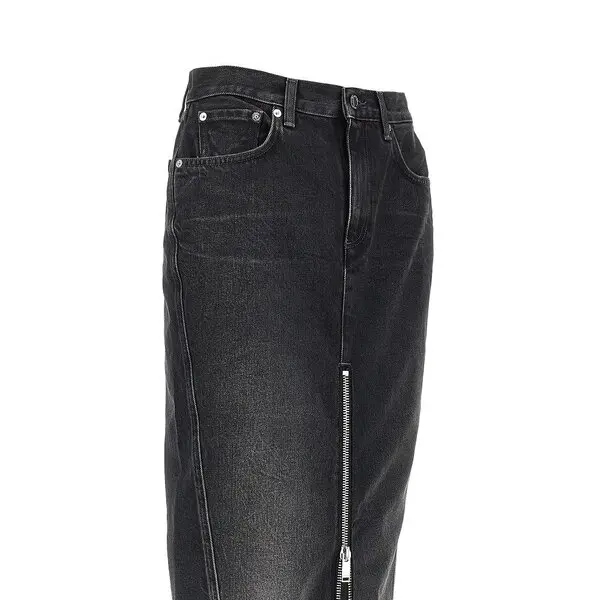 HAIKURE Denim Midi Skirt With Front Zip