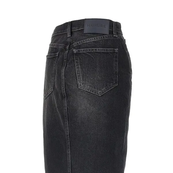 HAIKURE Denim Midi Skirt With Front Zip