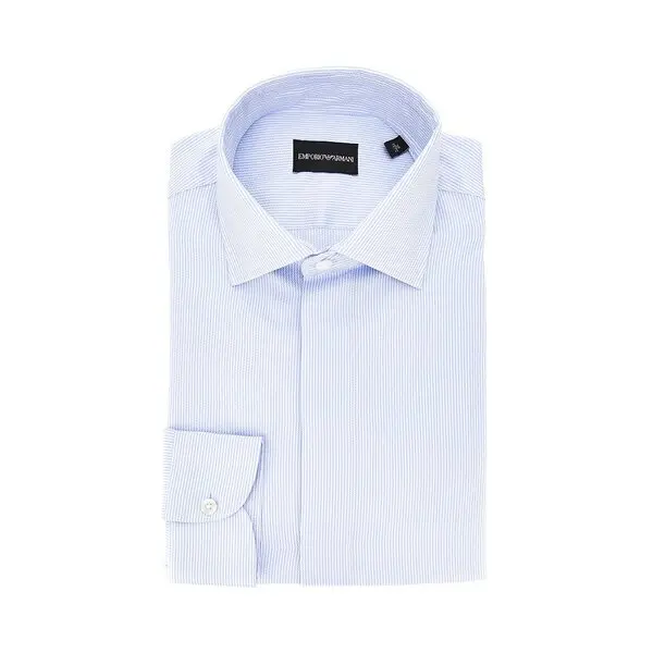 Emporio Armani Cotton Twill Shirt With Striped Motif - White