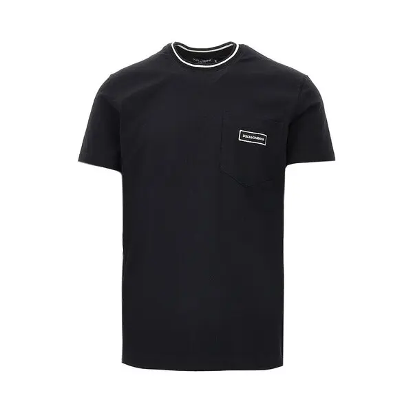 Dolce & Gabbana T-shirt With Pocket And Logo Patch - Black