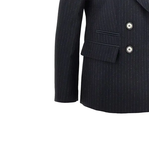 Emporio Armani Pinstriped Wool-blend Double-breasted Jacket