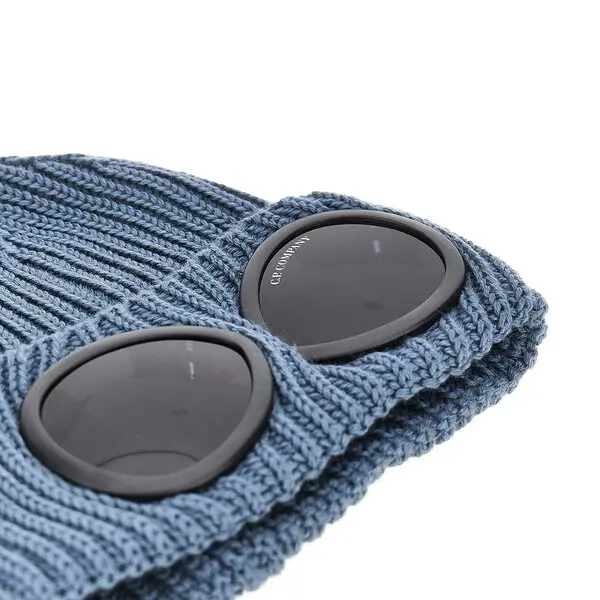 C.P. COMPANY Wool Beanie Hat With Lenses - Blue