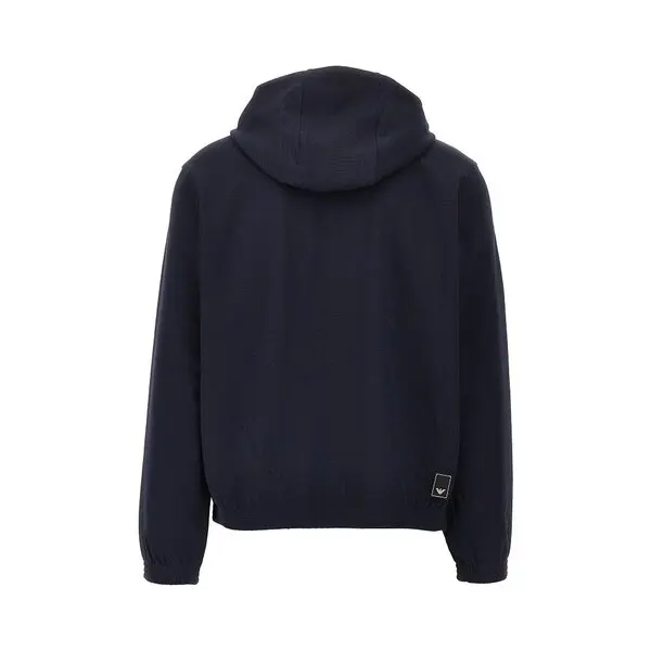 Emporio Armani Piquet Jersey Hoodie With Embroidered Eagle Logo