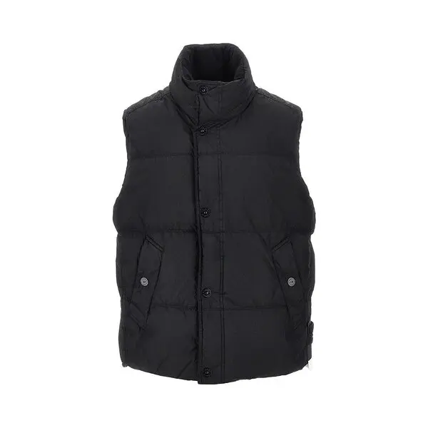 Stone Island Garment Dyed Crinkle Reps Ny Down Vest - Black