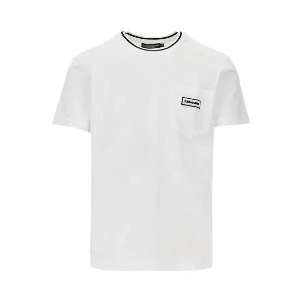 Dolce & Gabbana T-shirt With Pocket And Logo Patch - White