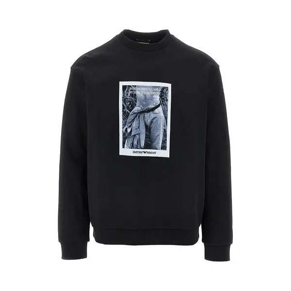 Emporio Armani Logo Print Crewneck Sweatshirt An - Black
