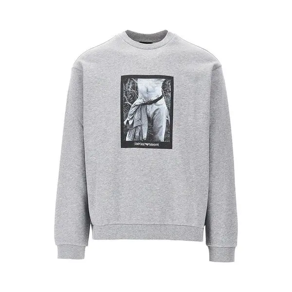 Emporio Armani Logo Print Crewneck Sweatshirt - Grey