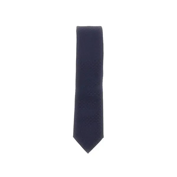 Emporio Armani Silk Jacquard Logo Necktie - Blue