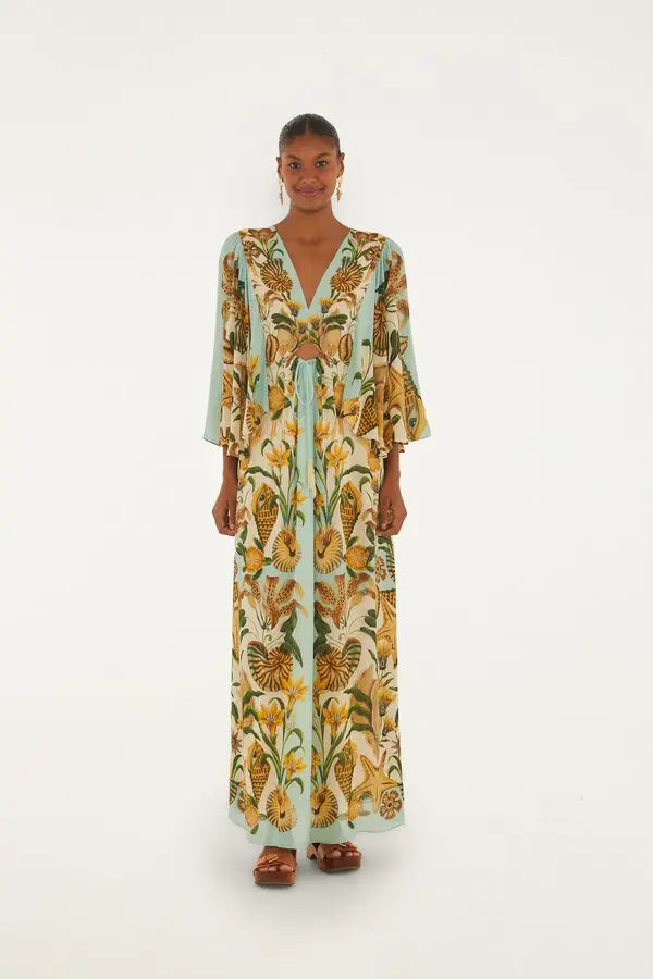 Farm Rio Sand Marine Garden Maxi Dress - Orange