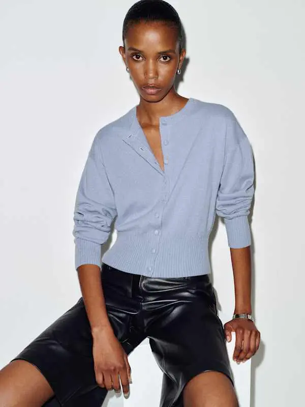 REFORMATION Ronnie Cashmere Cardigan - Blue