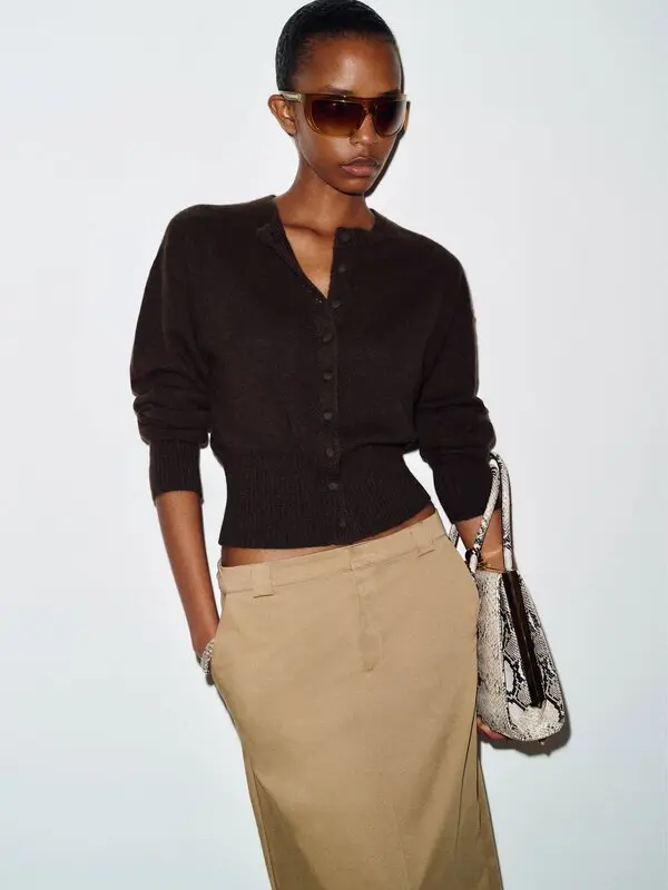 REFORMATION Ronnie Cashmere Cardigan - Brown