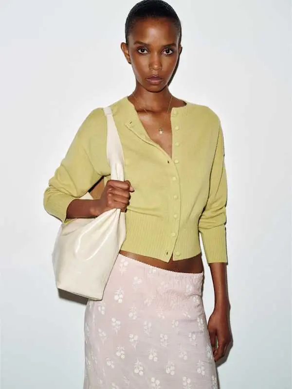 REFORMATION Ronnie Cashmere Cardigan - Green