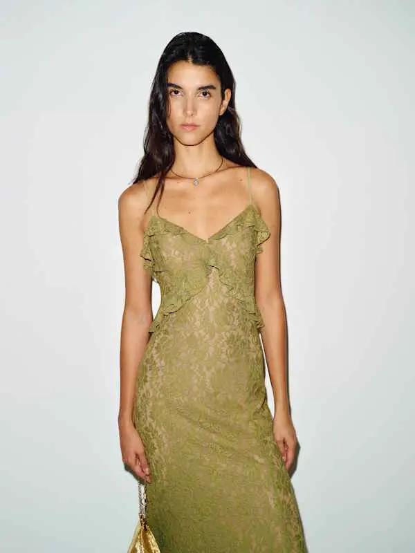 REFORMATION Maricela Lace Midi Dress - Green