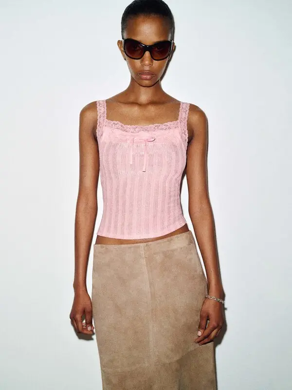 REFORMATION Arietta Knit Top Rose - Pink