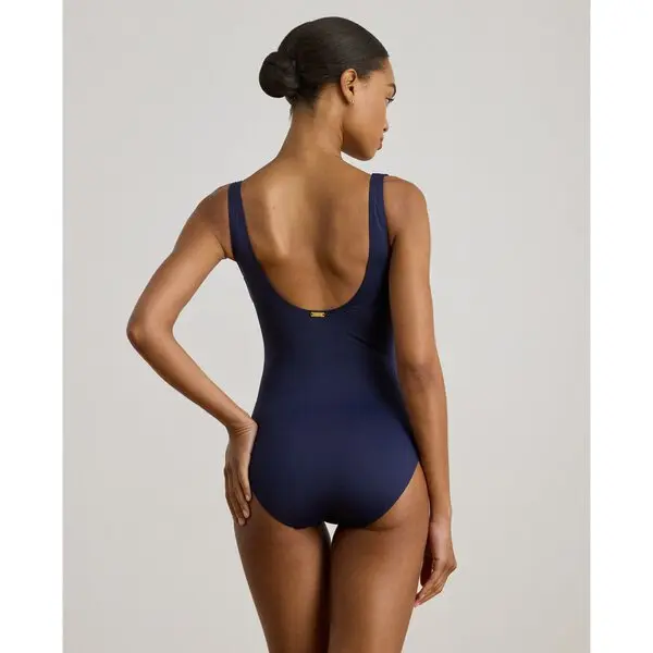Ralph Lauren Ruffle-trim Surplice One-piece Swimsuit - Dark Navy