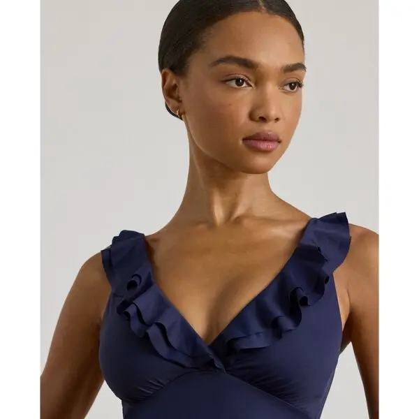 Ralph Lauren Ruffle-trim Surplice One-piece Swimsuit - Dark Navy