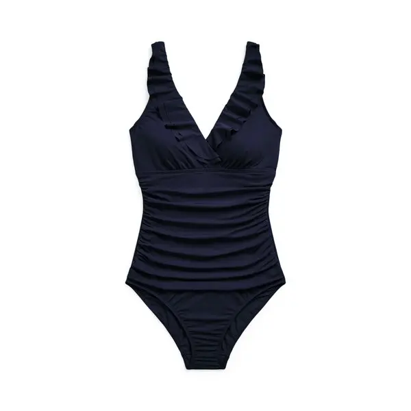 Ralph Lauren Ruffle-trim Surplice One-piece Swimsuit - Dark Navy