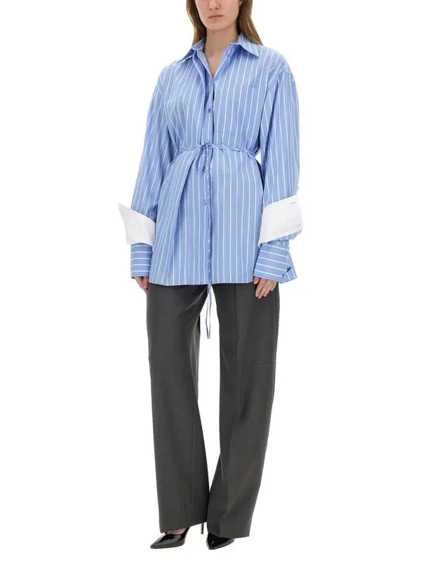 Sportmax Oversized Striped Shirt With Drawstring Waist - Multicolor