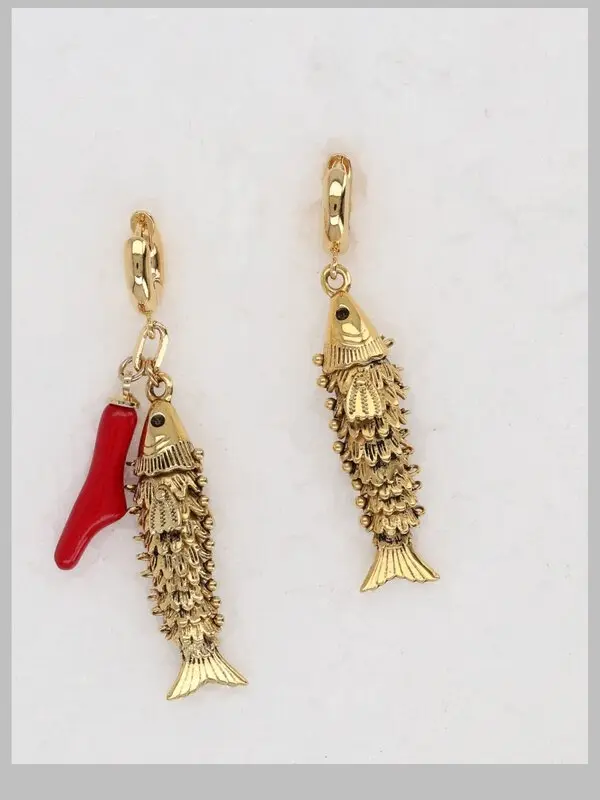 Isabel Marant Étoile Tone Fish & Coral Drop Earrings - Gold