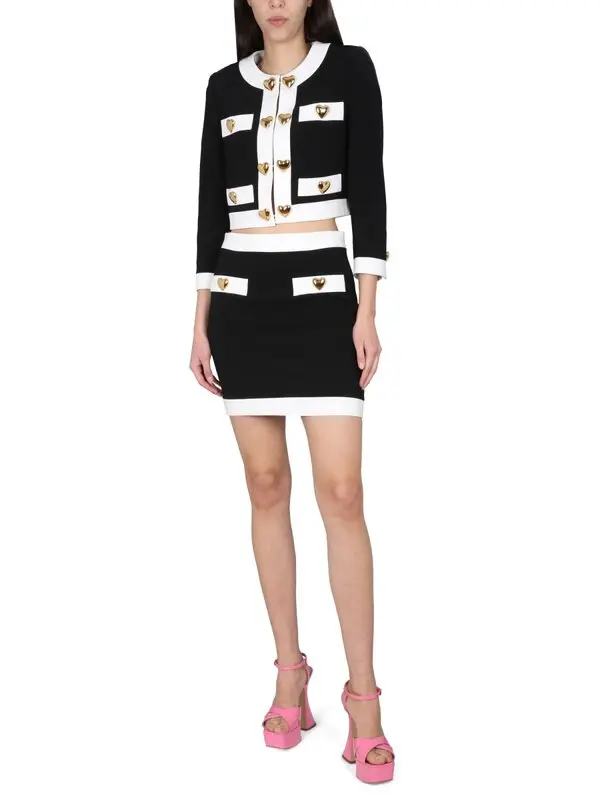 Moschino Giacca In Crêpe Heart Buttons - Black