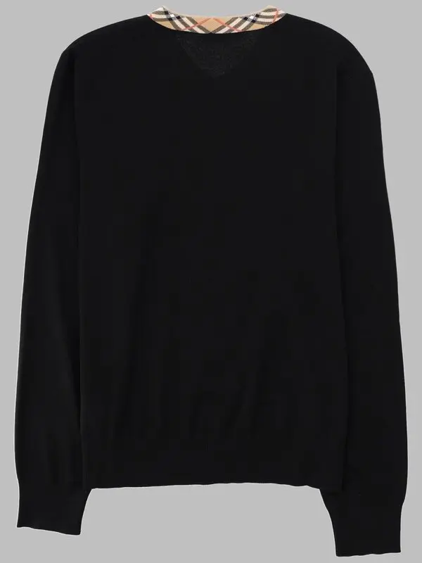 Burberry Merino Wool V-neck Sweater With Check Detail