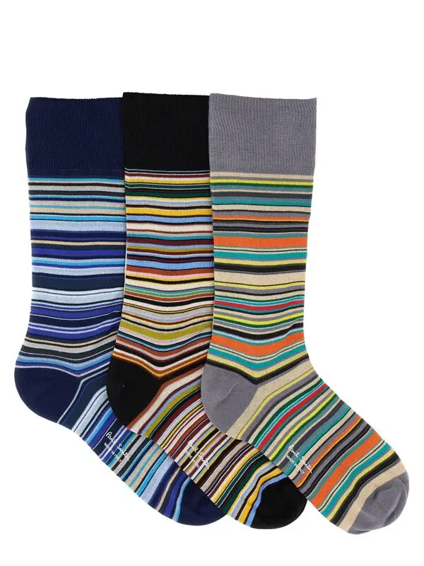 Paul Smith Set Of Three Striped Socks - Multicolor