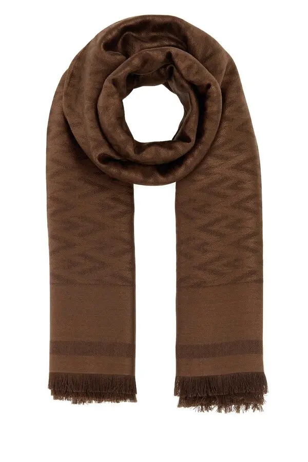 Valentino Garavani Silk Blend Toute La V Scarf - Brown