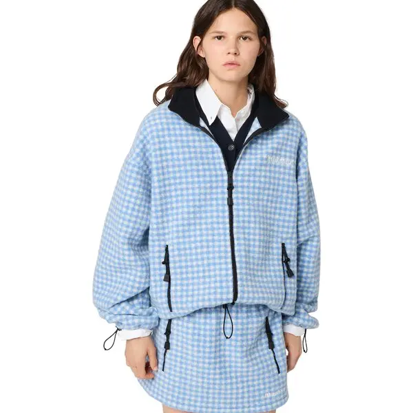 Miu Miu Gingham Check Fleece Jacket