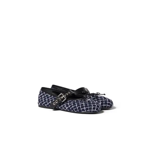 Miu Miu Tweed Check Ballerinas