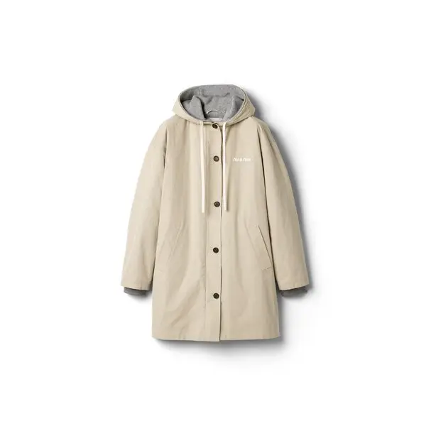 Miu Miu Single-breasted Panama Cotton And Fleece Caban Jacket - Sand Beige