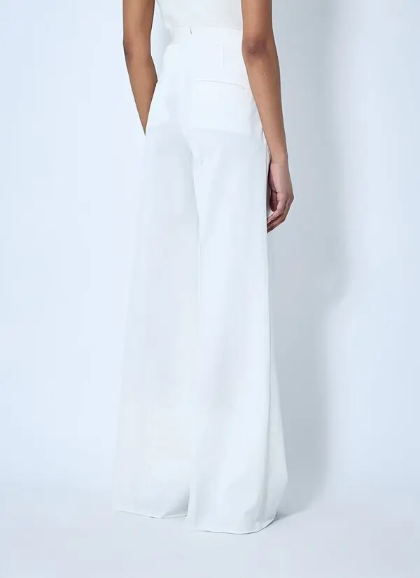 Max Mara Chenzia Tailored High-rise Textured Cotton Pants - White