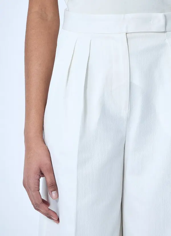 Max Mara Chenzia Tailored High-rise Textured Cotton Pants - White