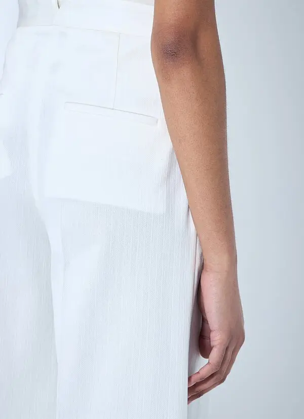 Max Mara Chenzia Tailored High-rise Textured Cotton Pants - White