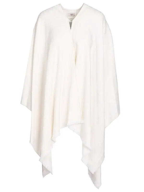 Fendi Ff Ivory Wool And Silk Poncho - White