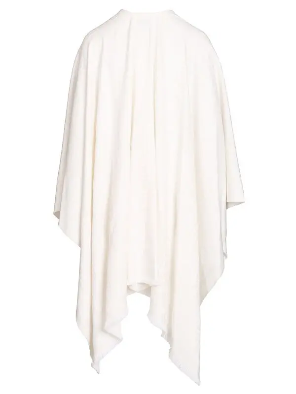 Fendi Ff Ivory Wool And Silk Poncho