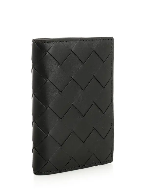 Bottega Veneta Leather Card Holder With Intrecciato Pattern