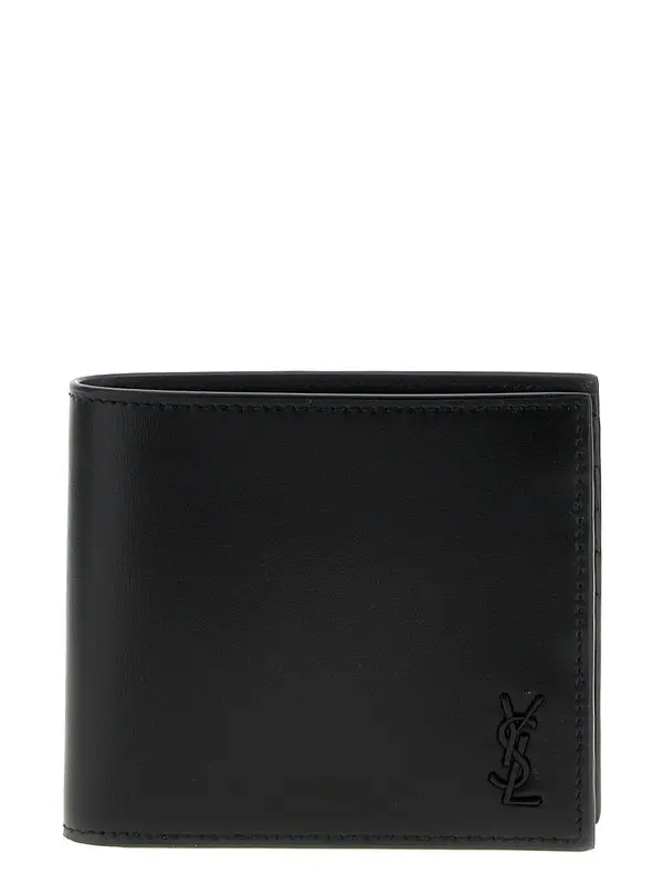 Saint Laurent Logo Leather Wallet - Black