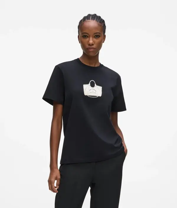 Karl Lagerfeld Organic Cotton T-shirt With Bag Motif - Black