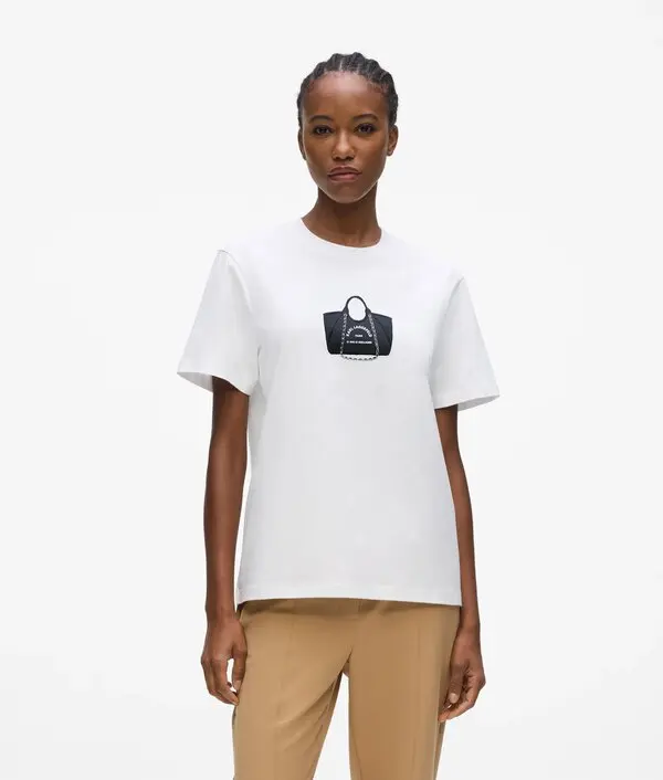 Karl Lagerfeld Organic Cotton T-shirt With Bag Motif - White