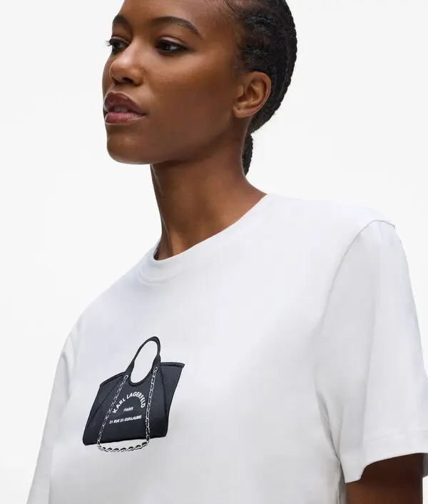 Karl Lagerfeld Organic Cotton T-shirt With Bag Motif - White