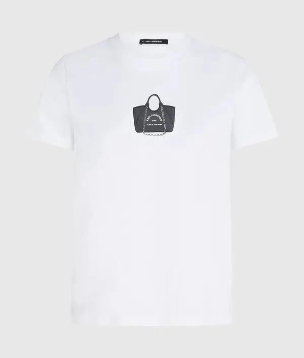 Karl Lagerfeld Organic Cotton T-shirt With Bag Motif - White