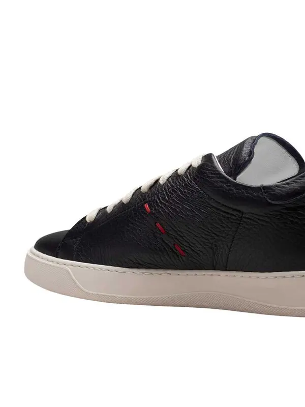 Kiton Leather Sneakers With Contrast Stitching - Blue