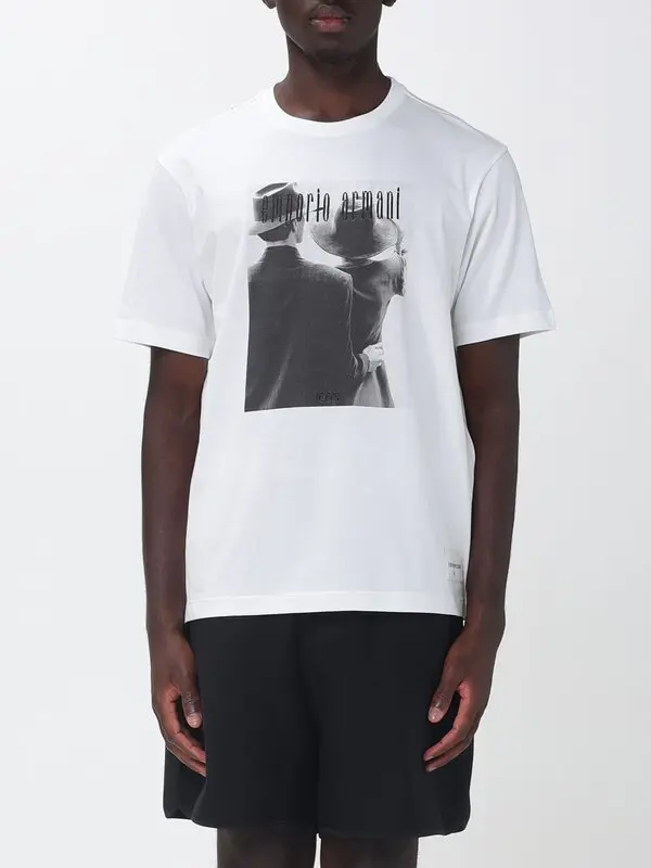 Emporio Armani Cotton T-shirt With Graphic Print And Contrast Logo - White 2