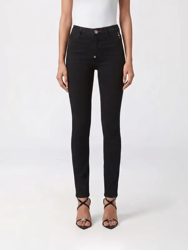 Philipp Plein High-waisted Skinny Jeans In Five-pocket Stretch Denim - Black 1