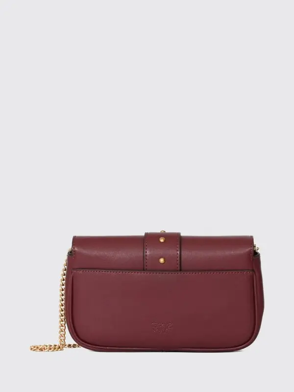 Pinko Love Bag One Mini Leather Crossbody Bag With Love Birds Logo - Ruby